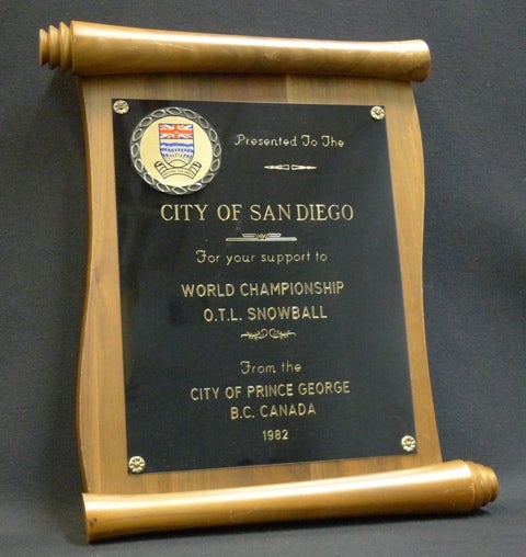 OTL Snowball Plaque | City of San Diego Official Website