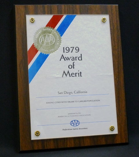 1979 AAA Award for Pedestrian Protection | City of San Diego Official ...