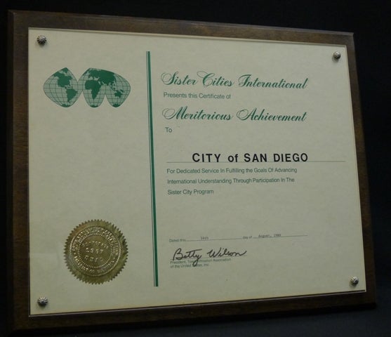 Sister Cities International Plaque | City of San Diego Official Website