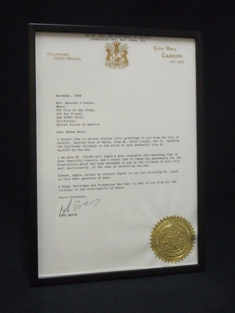 Letter from Cardiff, Wales | City of San Diego Official Website