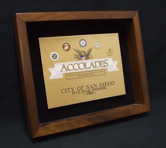 Accolades Five-Star Sponsor Plaque | City of San Diego Official Website