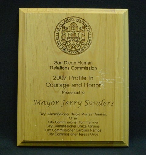 2007 Profile in Courage and Honor Plaque | City of San Diego Official ...