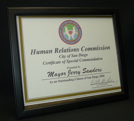 Certificate - Human Relations Commission, 2006 Outstanding Citizen ...