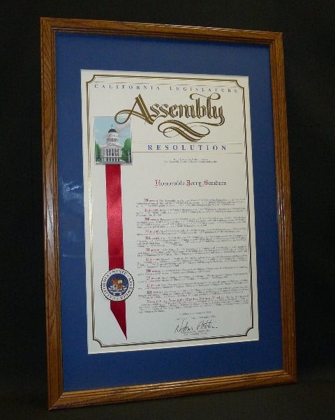 State Assembly Resolution Honoring Sanders | City of San Diego Official ...