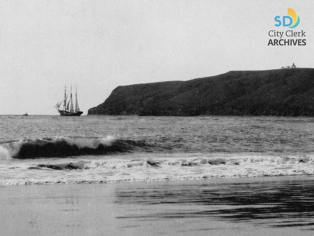 1887 Photo of a Sailing Ship by Point Loma, Lighthouse in View | City ...